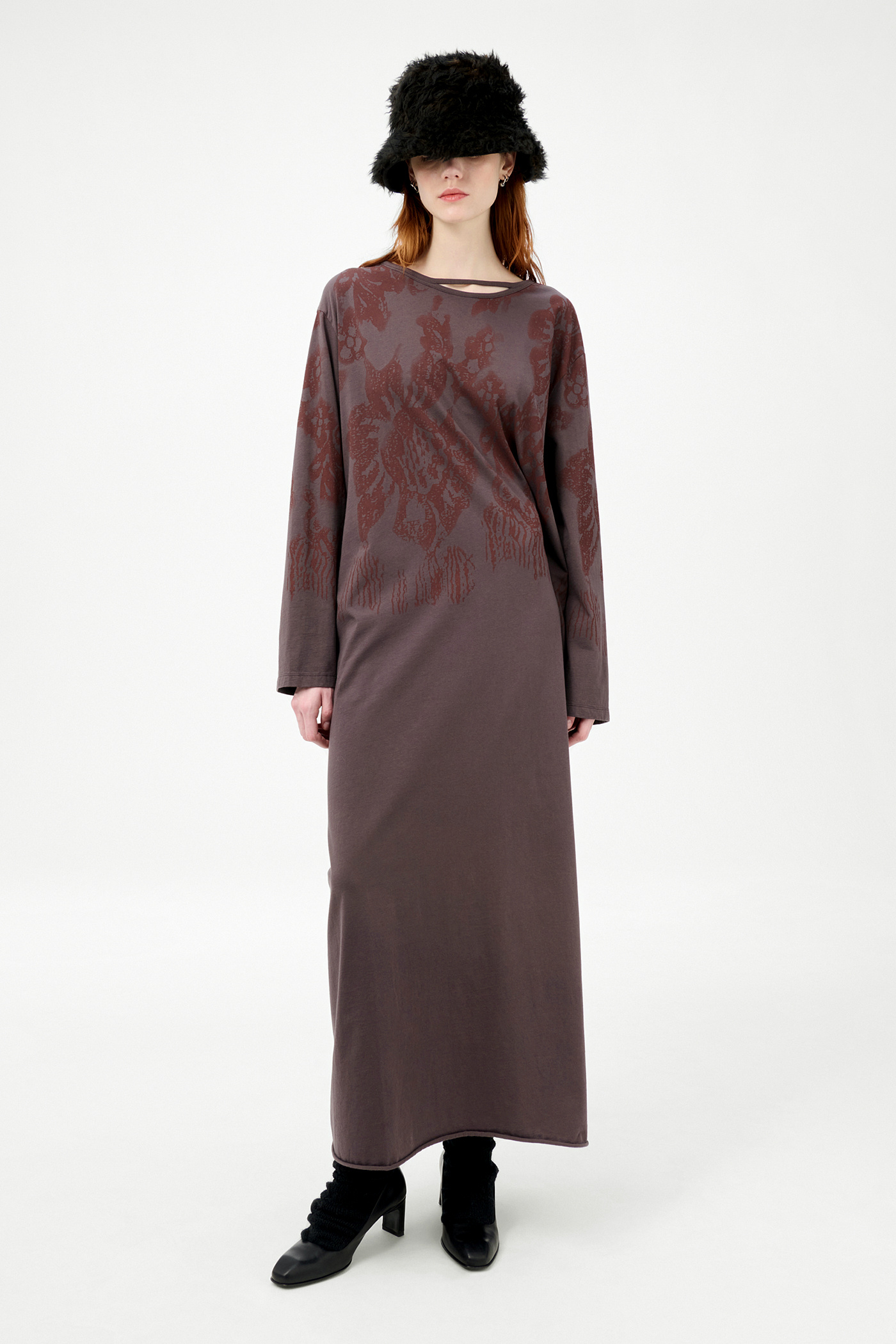 Our Legacy - Covert Dress Tasty Raisin Lace Stencil