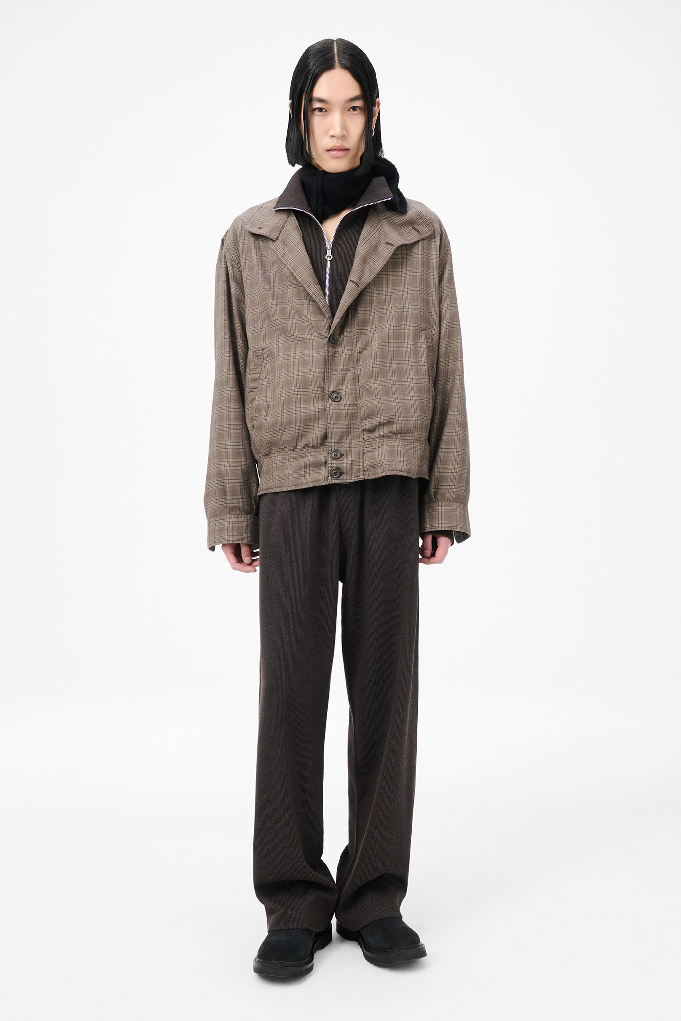 Our Legacy - Mock Bomber Dirty Brown Glen Plaid